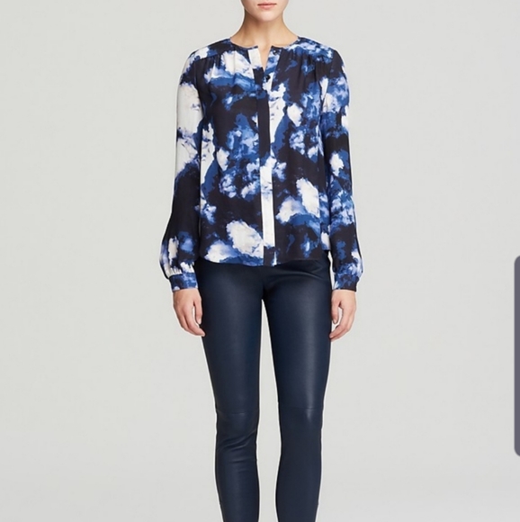 kate spade | Tops | Kate Spade Dusk Clouds Crepe Blouse Womens 4 Space ...